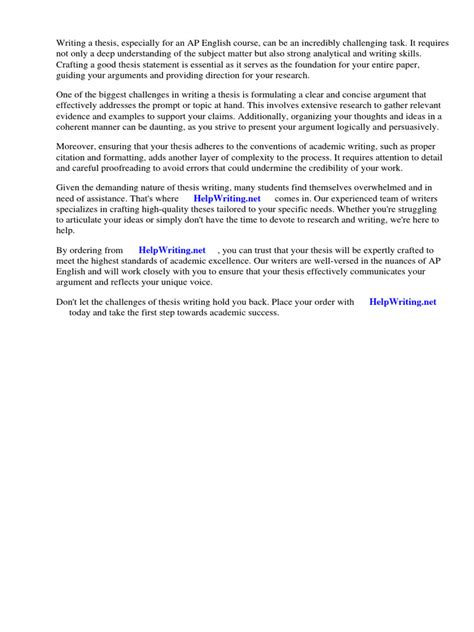 How To Write A Good Thesis Ap English Pdf Essays Thesis