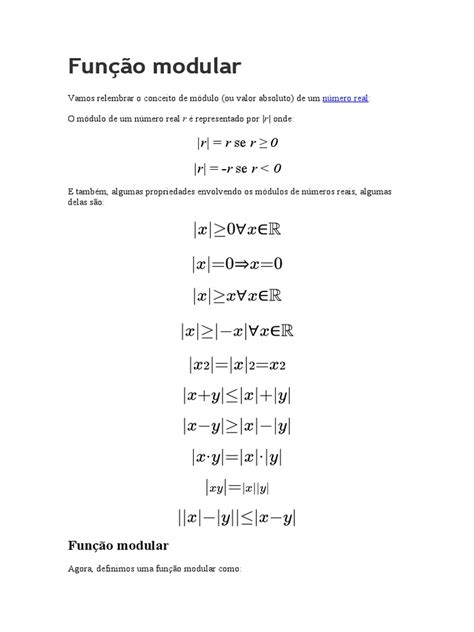 5 Função Modular Pdf Função Matemática Equações