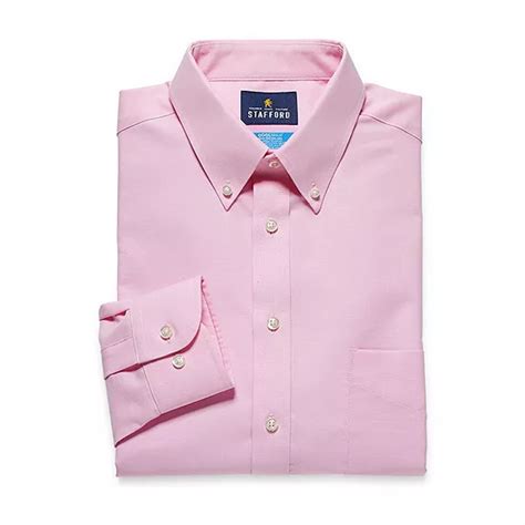 Stafford Coolmax All Season Oxford Mens Button Down Collar Long Sleeve