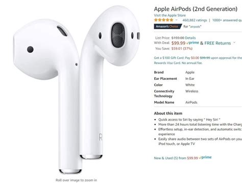126 아마존 미국 애플 에어팟 2세대 화이트 색상 세일해서 9999달러 핫딜 미국내 무료배송 네이버 블로그