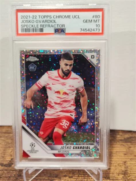 202122 Topps Chrome Ucl Réfracteur Speckle Josko Gvardiol Rc Psa 10