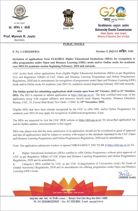 Ugc India Issues A Public Notice Inviting Applications From Eligible