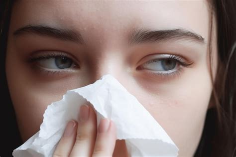 Una persona con un pañuelo de papel presionado contra su nariz