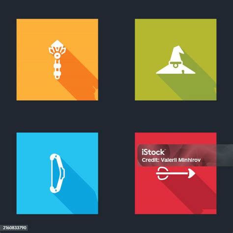 마술 지팡이 마녀 모자 중세 활 및 화살 아이콘을 설정합니다 벡터 10월에 대한 스톡 벡터 아트 및 기타 이미지 10월 검은색 고대의 Istock
