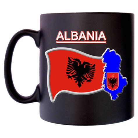 Albania Flag Albanian Map Klassek Mug Coffee Tea 10oz Black Satin Coat