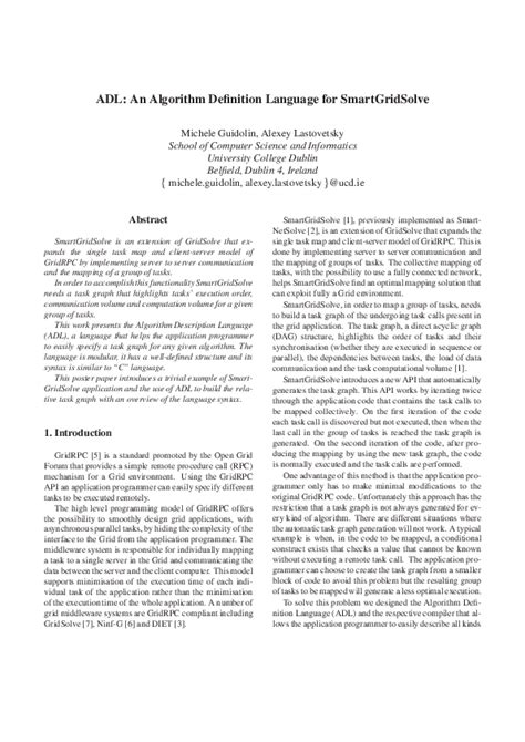 Pdf Adl An Algorithm Definition Language For Smartgridsolve