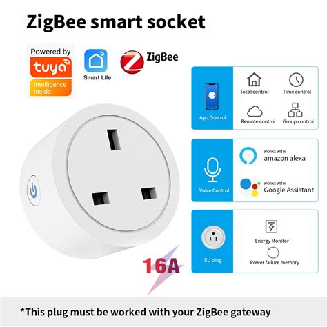 Tuya Zigbee Socket Smart Socket Adapter Uk Plug Smart Switch Smart Life