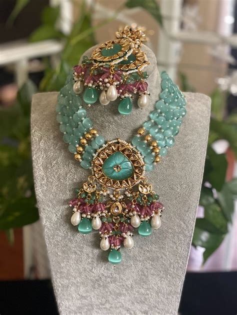 Mint Kundan Chokervictorian Polki Chokermonalisa Stone Mint