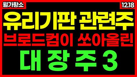 브로드컴이 쏘아올린 미친 급등 유리기판 관련주 미친 급등할 대장주 3종목 유리기판 관련주 종목추천 추천주 주가 주가전망 급등주 주식추천 12월 19일 급등예상