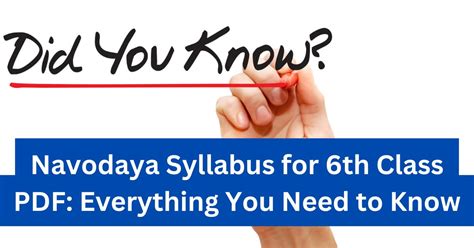 Navodaya Syllabus For 6th Class Pdf Everything You Need
