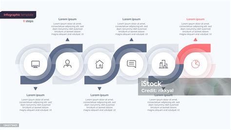 Template Desain Infografis Bisnis Enam Langkah Ilustrasi Vektor