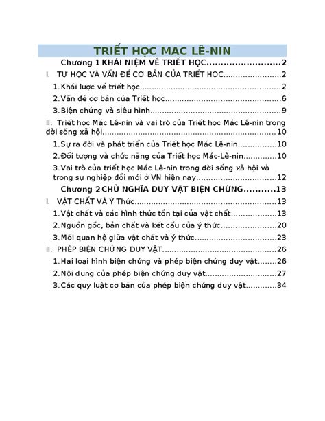 Triết học Mác Lê nin vo ghi Triet hoc mac TRIẾT HỌC MAC LÊ NIN Chương 1 KHÁI NIỆM VỀ TRIẾT