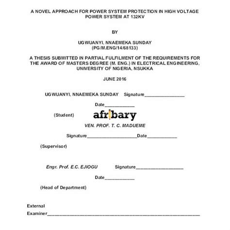A Novel Approach For Power System Protection In High Voltage Power System At 132kv Afribary
