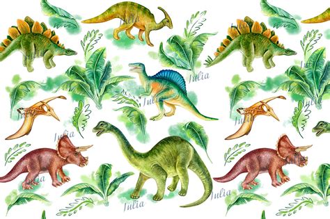 Jurassic World Watercolor Set By Yuliia Shmadchenko Thehungryjpeg