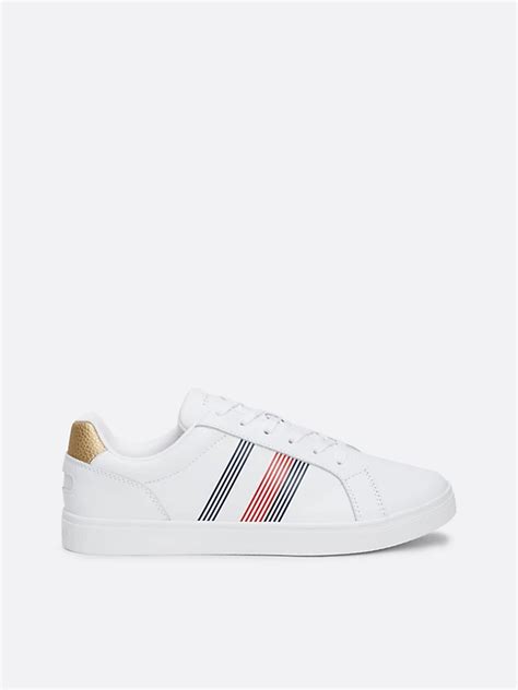 Sneaker Met Doorgestikte Signature Streep Wit Tommy Hilfiger