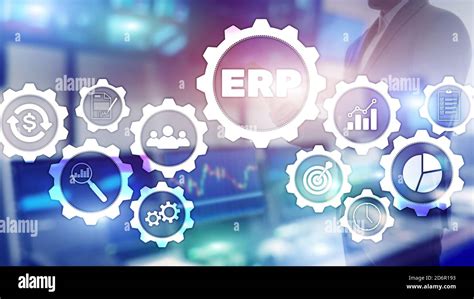 Erp System Enterprise Resource Planning On Blurred Background