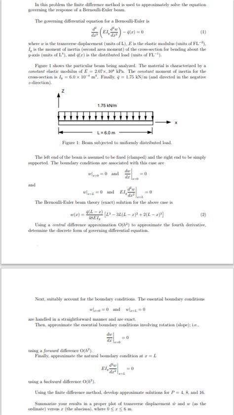 In This Problem The Finite Difference Method Is Used Chegg