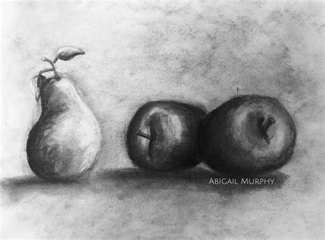 Charcoal Fruit Still Life Charcoal Artwork Art Charcoal Charcoal