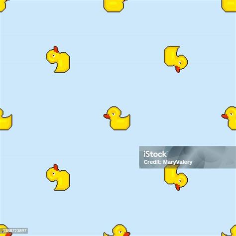 Rubber Duck Pixel Art Pattern Seamless 8 Bit Toy Background Pixelated