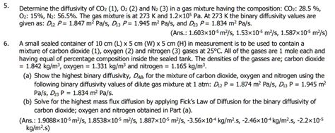 solved determine the diffusivity of co2 1 o2 2 and n2 3 in a