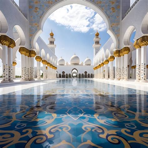 Premium AI Image Photo Ramadan Kareem Eid Mubarak Beautiful Mosque Islamic Background