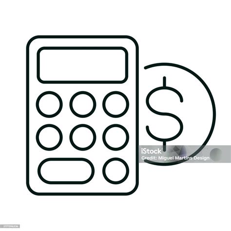 계산기 및 달러 선 아이콘 금융 회계 계산 은행 돈 개념 흰색 배경에 고립 된 현대 기호입니다 간단한 선형 로고입니다 편집 가능한 벡터 획 픽셀 퍼펙트 개념에 대한 스톡