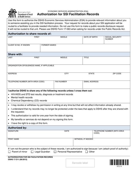 Dshs Form 17 211 Fill Out Sign Online And Download Printable Pdf