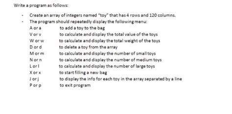 Solved Write A Program As Follows Create An Array Of