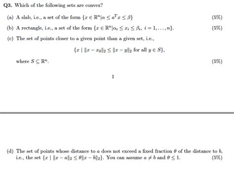 Solved Q Which Of The Following Sets Are Convex A A Chegg