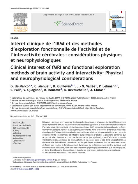 Pdf Clinical Interest Of Fmri And Functional Exploration Methods Of Brain Activity And
