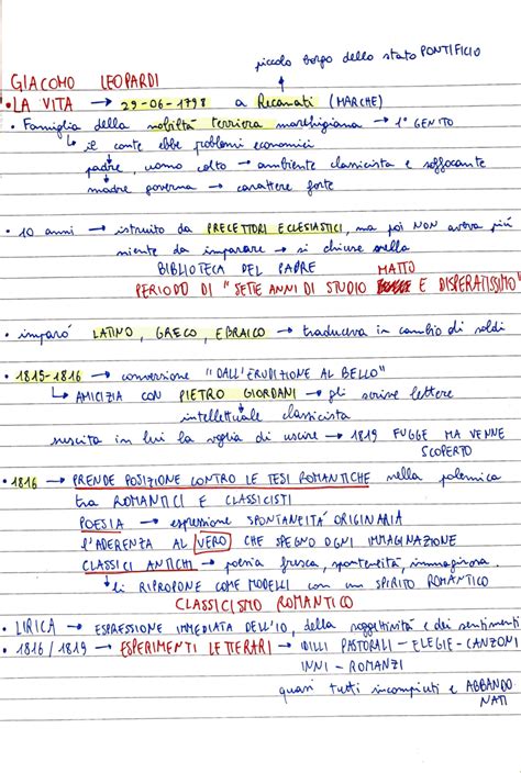 Riassunto Giacomo Leopardi Docsity