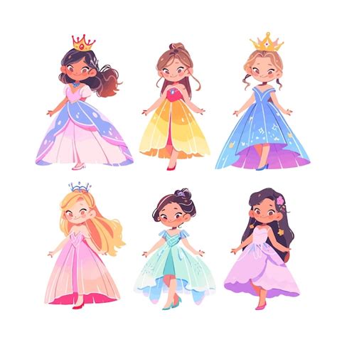 Premium Vector Cute Pretty Princess Cartoon Style Character