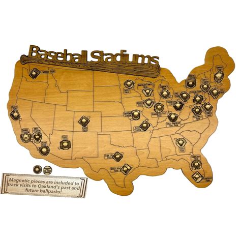 Baseball Stadium Tracker Handcrafted Travel Map With Ballpark
