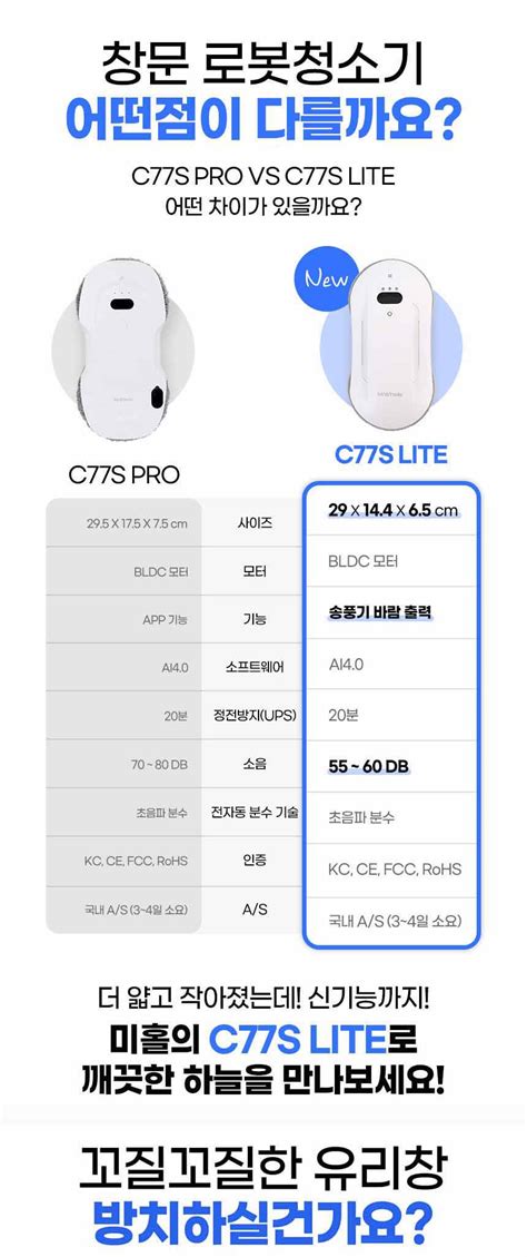 샤오미 미홀 창문 로봇청소기 2세대 유리창 로봇청소기 C77s Lite 감도 깊은 취향 셀렉트샵 29cm