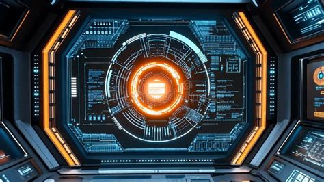Futuristic Spaceship Console With Glowing Displays And Complex Data