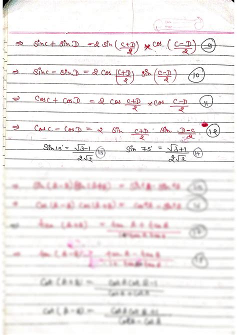 Solution Trigonometric Ratios Short Notes With All Formulas Iit Jee