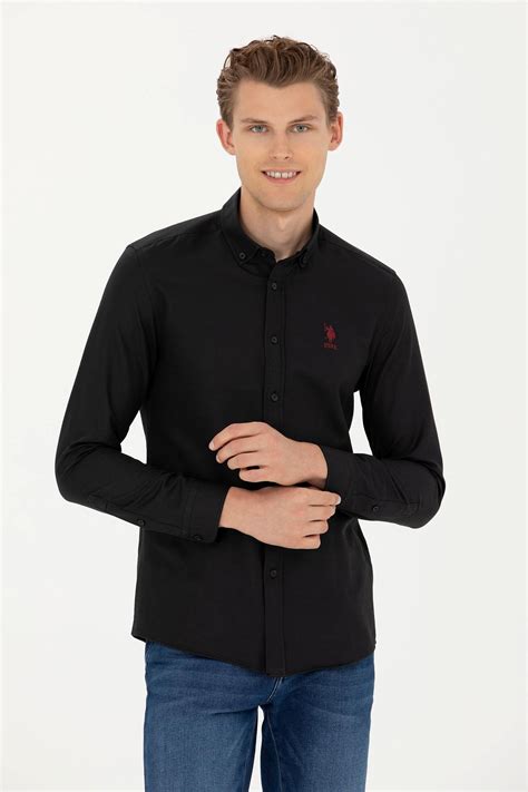Erkek Siyah Uzun Kollu Basic Gömlek U S Polo Assn