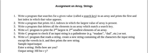 Solved Assignment On Array Strings Write A Program That Chegg