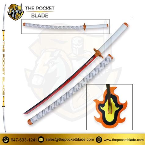 Demon Slayer Kyojuro Rengoku Red Nichirin Sword Katana Metal Pocked