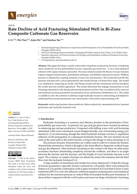 Pdf Rate Decline Of Acid Fracturing Stimulated Well In Bi Zone