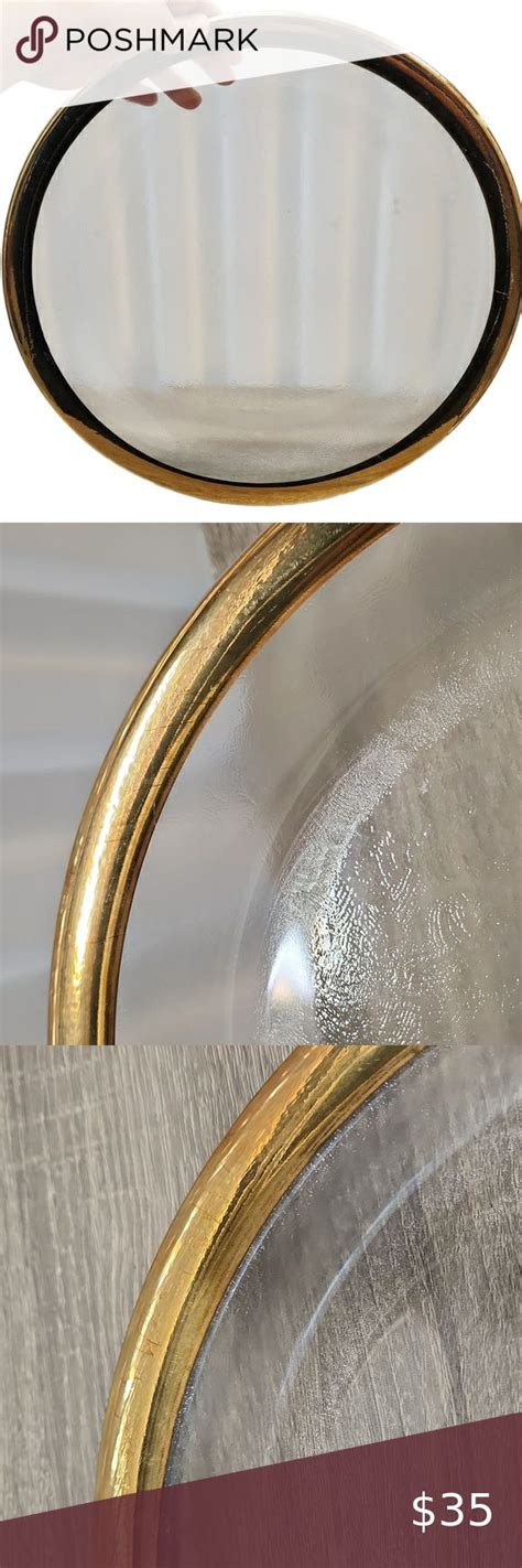 Vintage Art Deco Frosted Glass Gold Rim Tray
