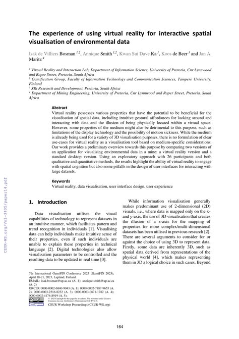 Pdf The Experience Of Using Virtual Reality For Interactive Spatial