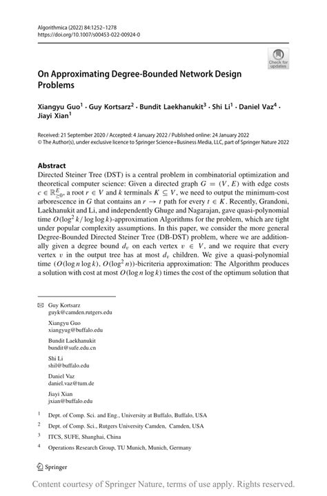 On Approximating Degree Bounded Network Design Problems Request Pdf