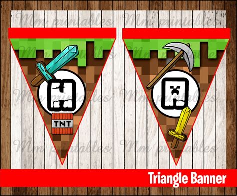 80 Off Sale Minecraft Triangle Banner Instant Download Printable