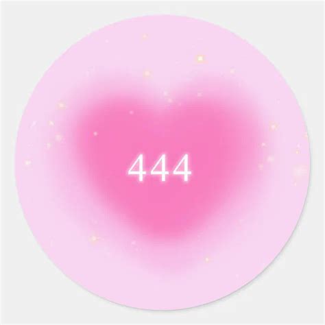 444 Modern Pink Heart Aesthetic Angel Number Classic Round Sticker Zazzle