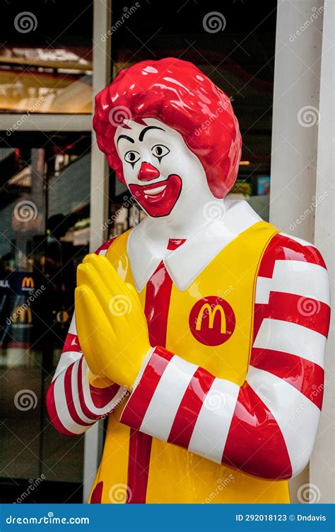 Ronald Mcdonald Statue Outside The Restaurant In Bangkok Thailand