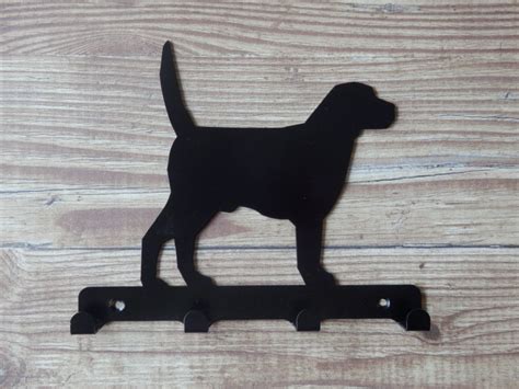 Labrador Tail Up Silhouette Key Hook Rack Metal Wall Art