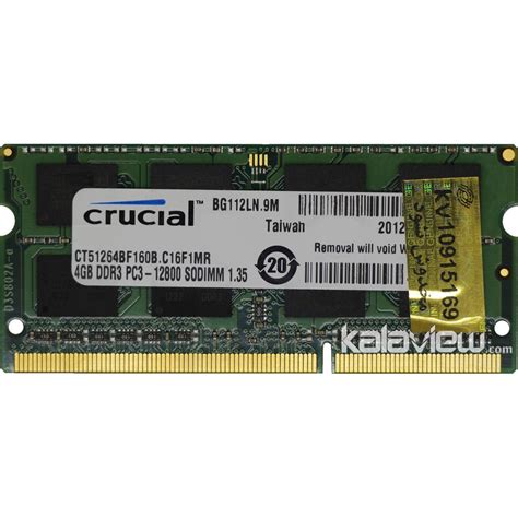 رم لپ تاپ کروشیال 4gb مدل Ddr3l باس 1600mhz 12800 تایوان Ct51264bf160b