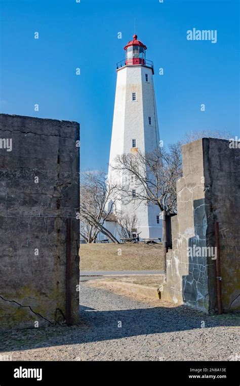 Sandy Hook Lighthouse From The Mortar Battery New Jersey Usa Fort