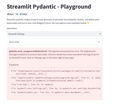 Streamlit Settings Playground App Is Currently Broken Issue 28